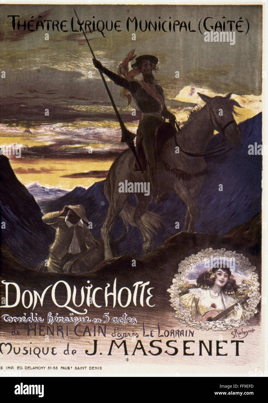 MASSENET: DON QUICHOTTE. /nFrench opera poster, 1910, for Jules ...