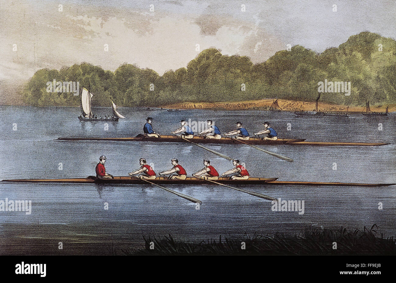 CURRIER & IVES: ROWING CONTEST. /n'The Great International Boat Race ...