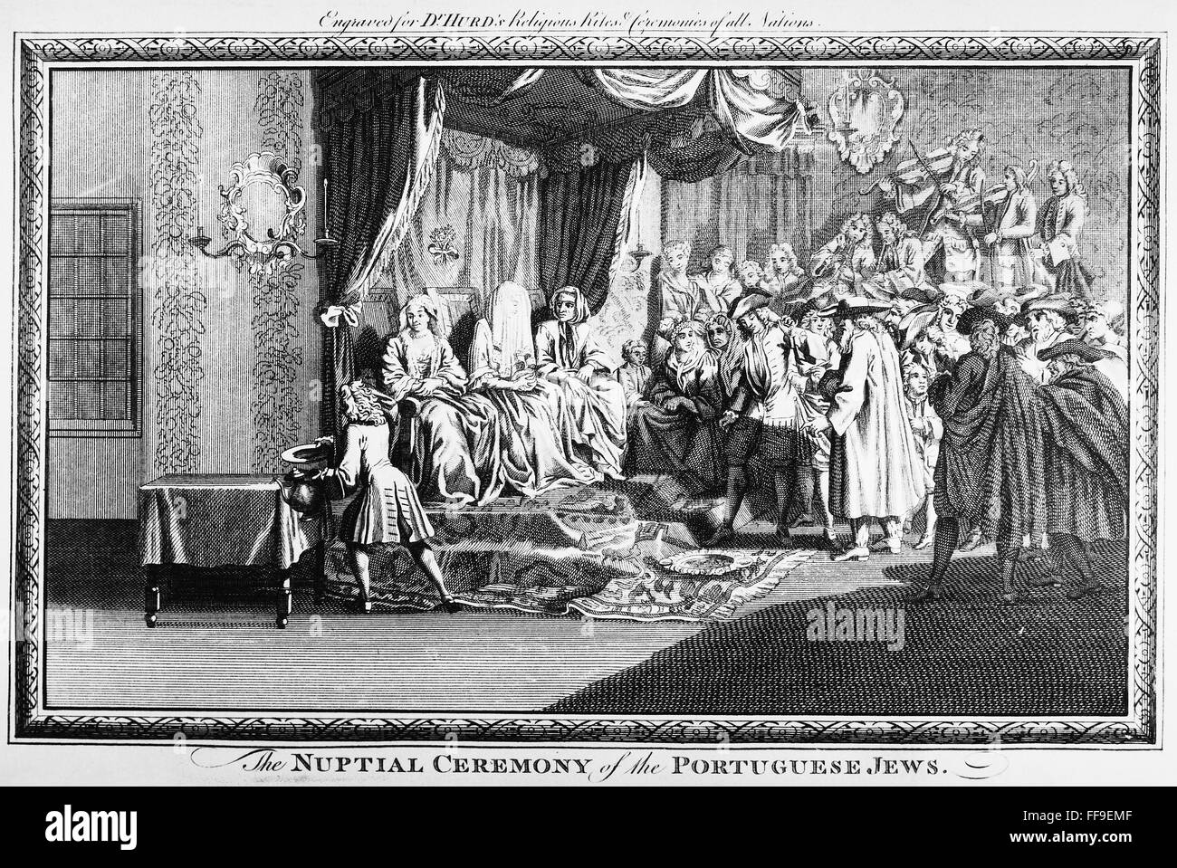 JEWISH WEDDING. /nWedding ceremony of Portuguese Jews. Copper engraving ...