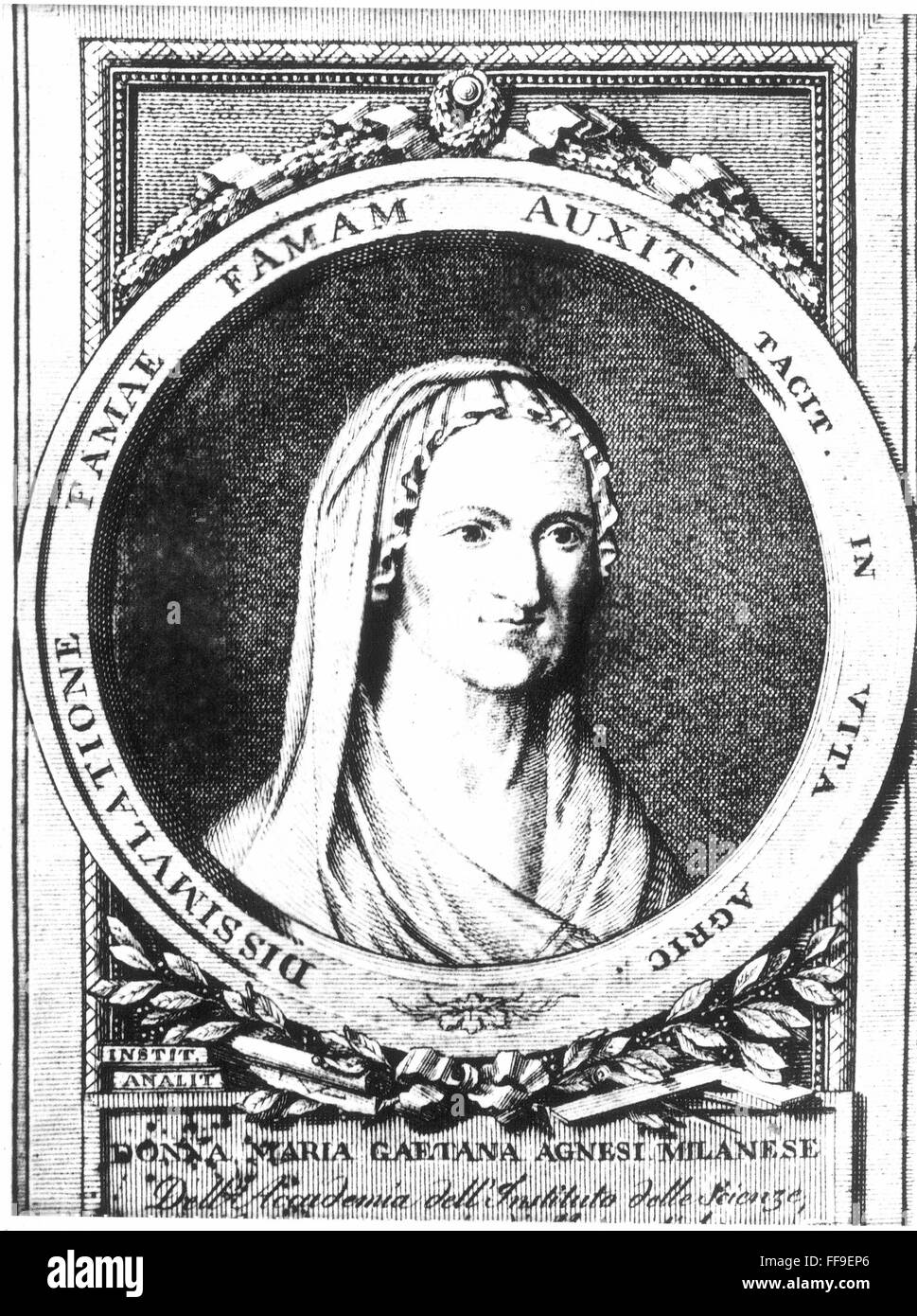 MARIA G. AGNESI (1718-1799). /nItalian mathematician, Line engraving ...