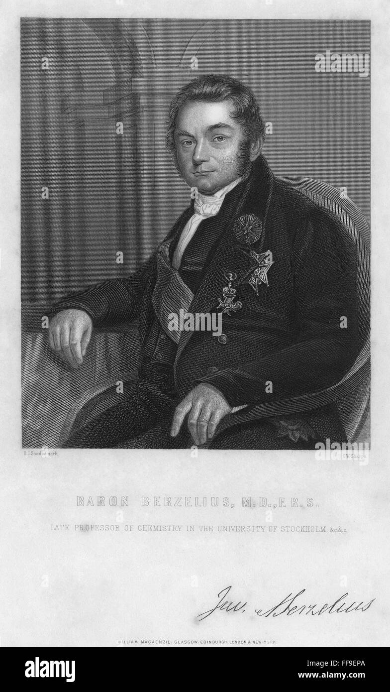 BARON J╓NS JAKOB BERZELIUS /n(1779-1848). Swedish chemist. Steel ...