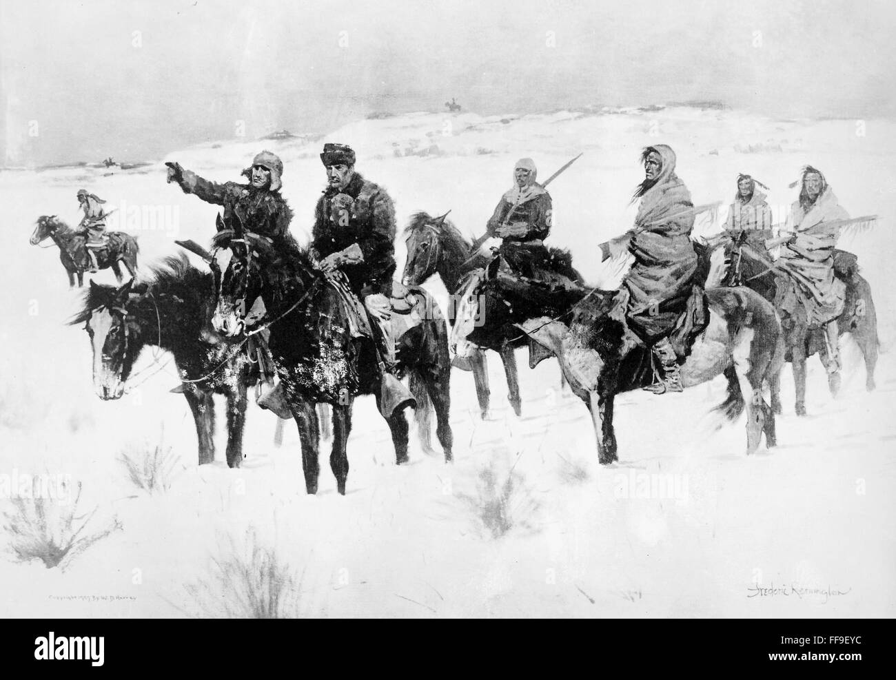 SCOUTING PARTY. /n'Scouting Party.' Illustration by Frederic Remington ...