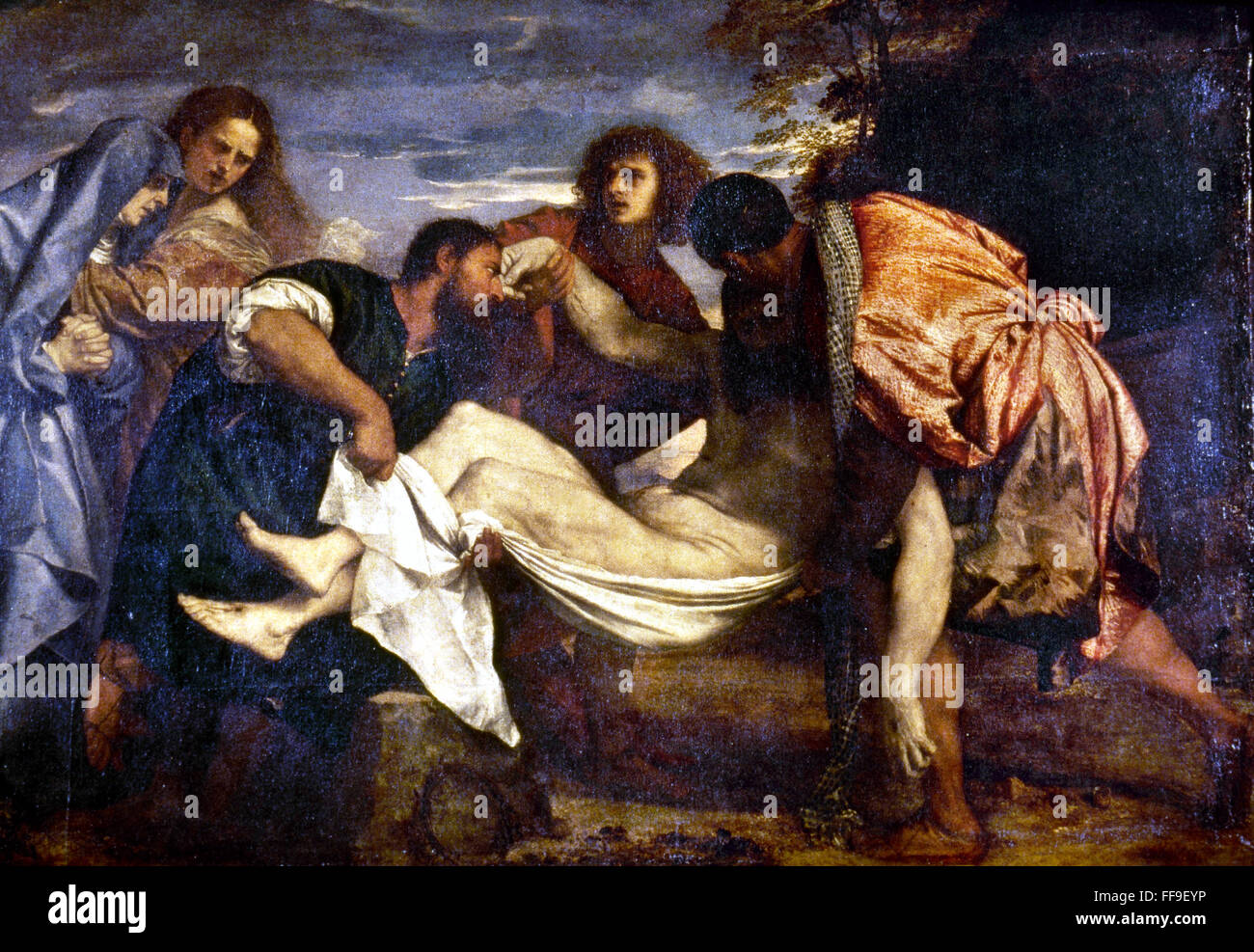 JESUS: ENTOMBMENT. /nCanvas by Titian Stock Photo - Alamy