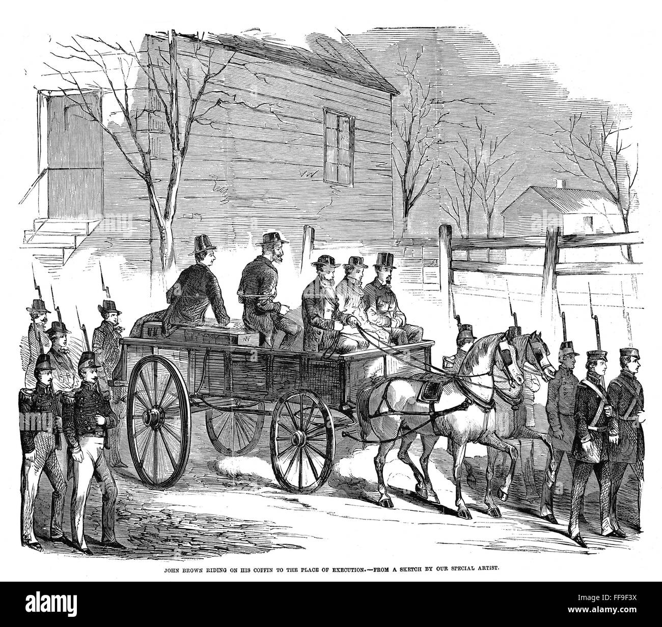 JOHN BROWN (1800-1859). /nAmerican abolitionist. John Brown being taken ...