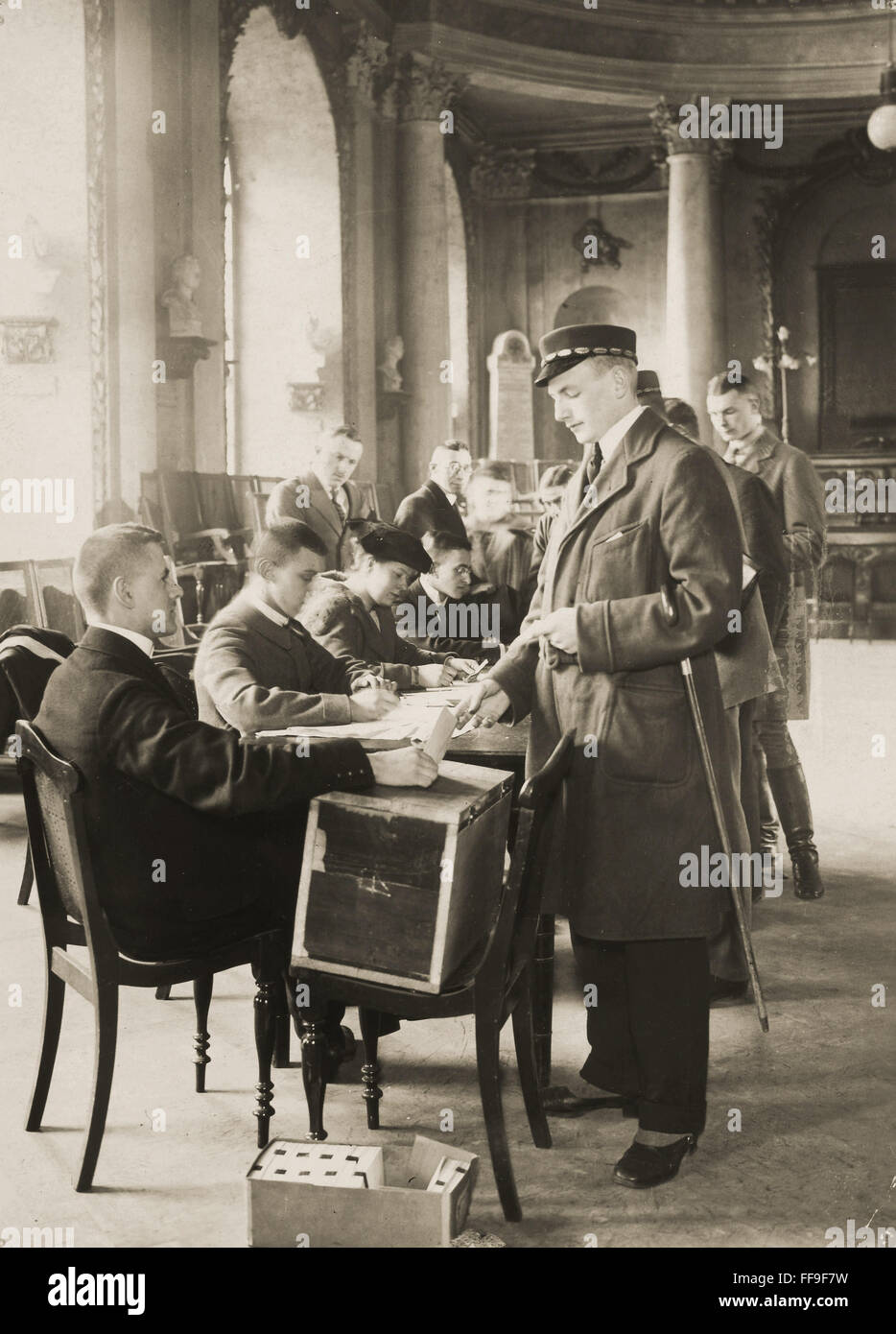 UNIVERSITY STUDENTS VOTING. /nStudents voting in a Prussian election at ...