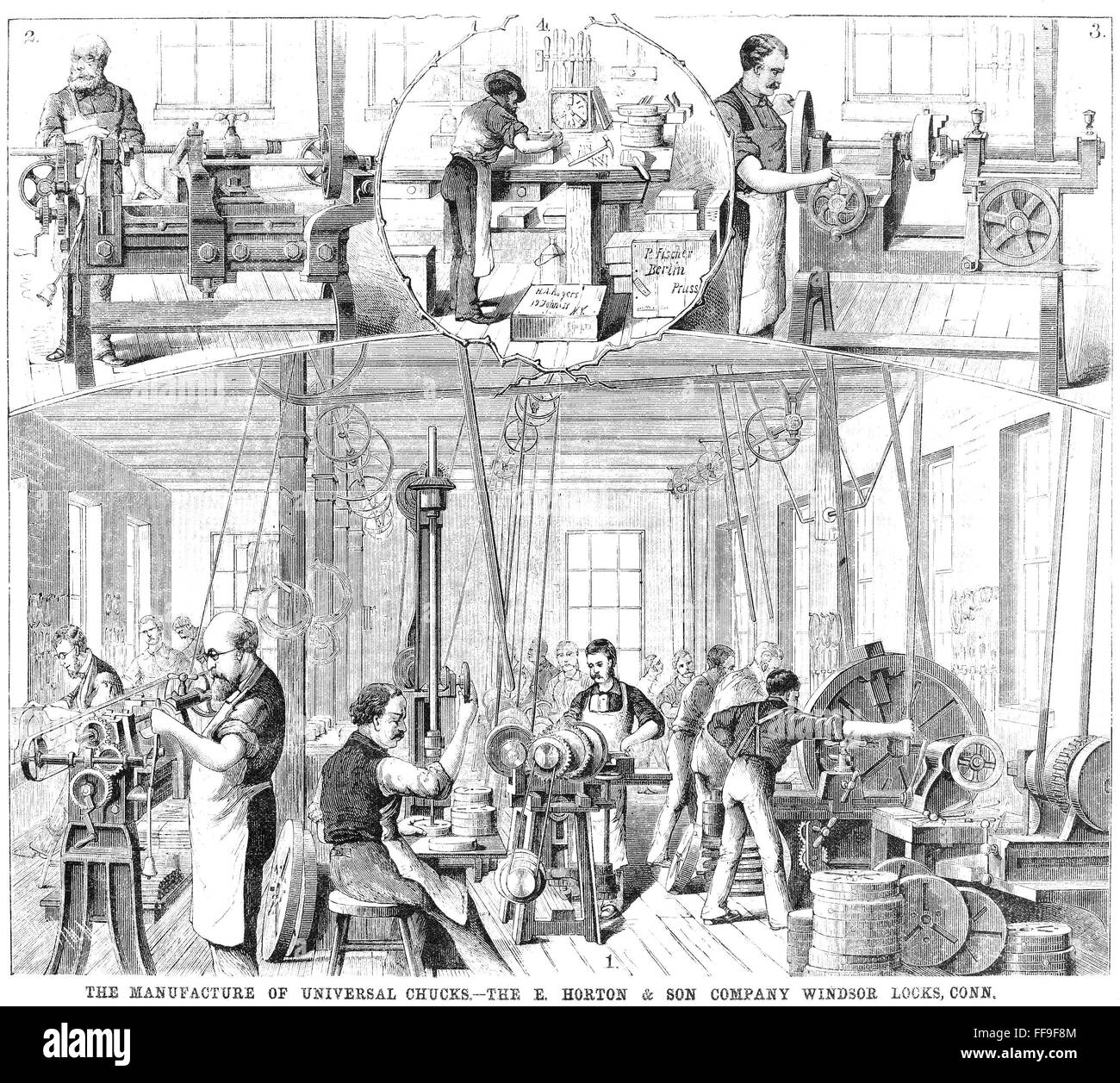 FACTORY INTERIOR, 1880. /nThe manufacture of universal chucks at the E ...