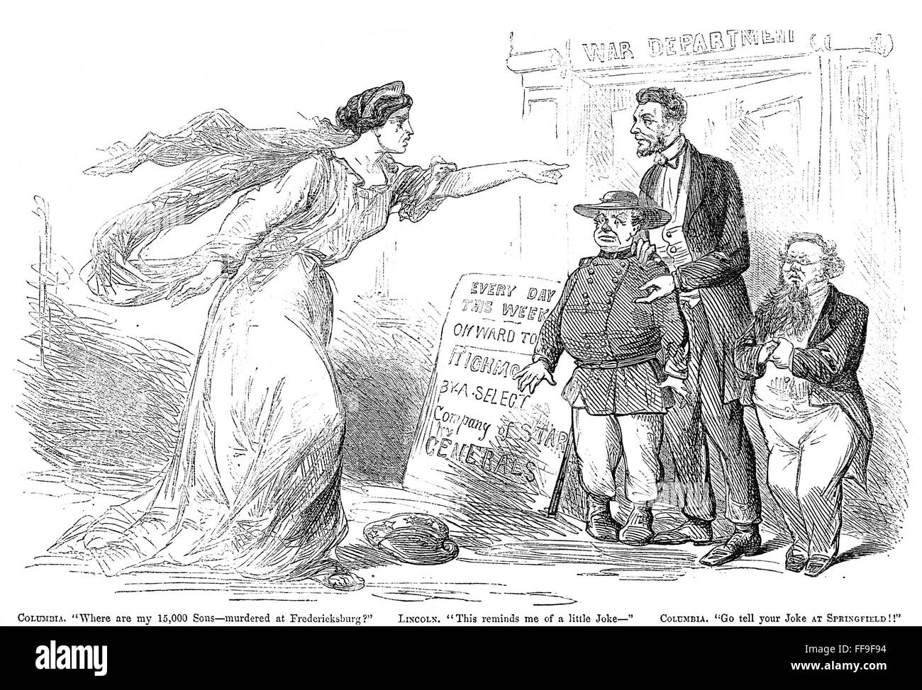 CIVIL WAR CARTOON. /nColumbia reproaches President Lincoln and ...