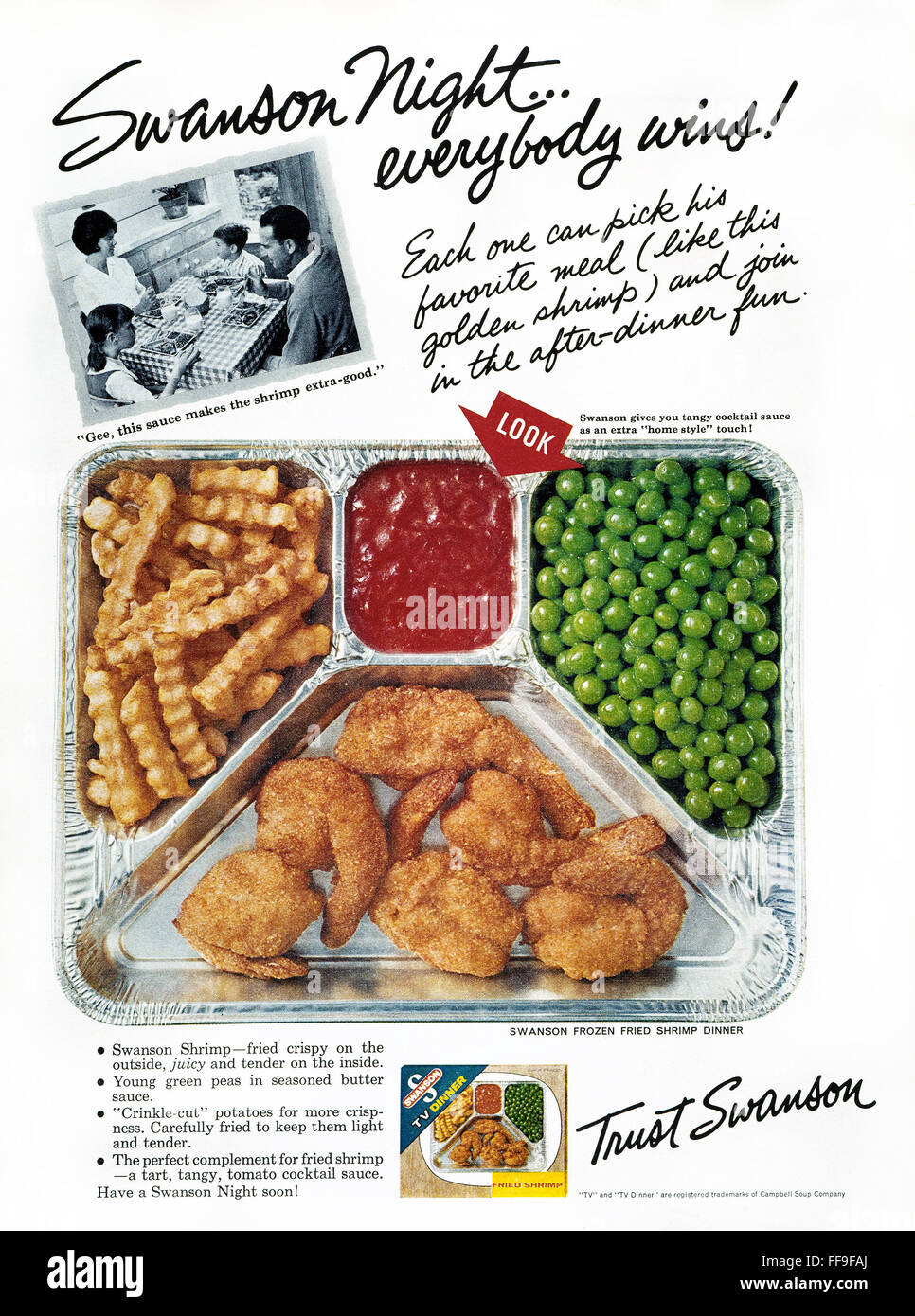 TV DINNER AD, 1963. /n'Swanson Night ... everybody wins!' Advertisement ...