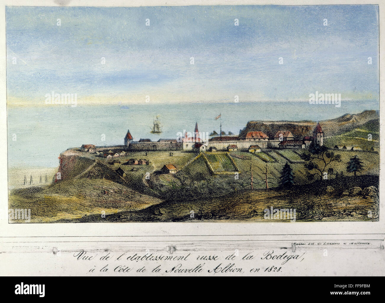 CALIFORNIA: RUSSIAN FORT. /nA view of the Russian establishment of ...