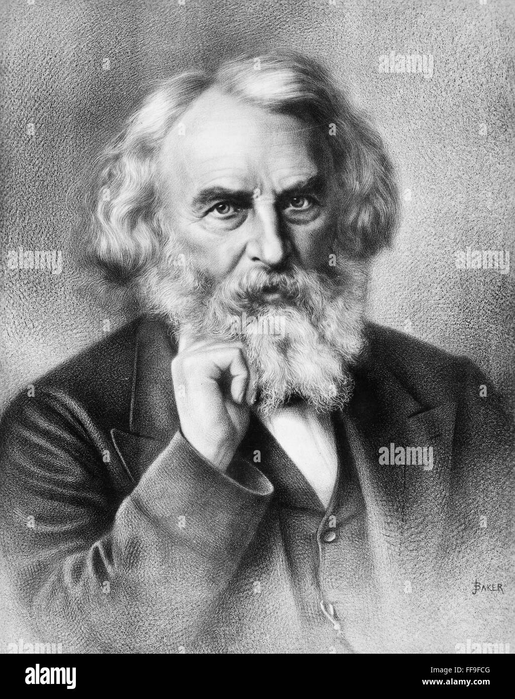HENRY WADSWORTH LONGFELLOW /n(1807-1882). American poet. Lithograph ...