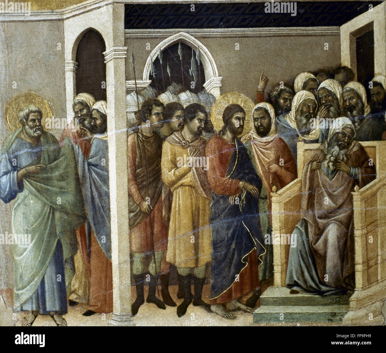 DUCCIO: CHRIST & CAIAPHAS. /nChrist before Caiaphas. Back of the Siena ...