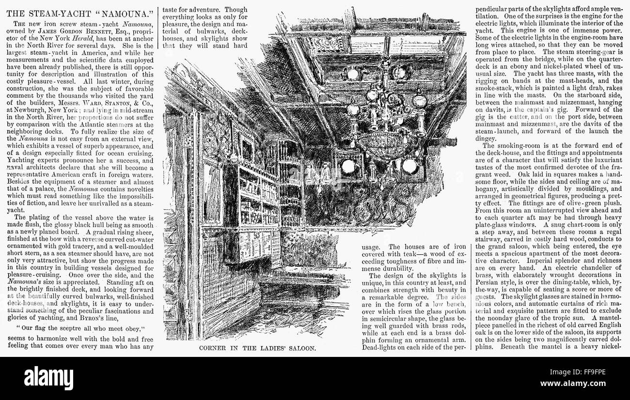YACHTING, 1882. /nA corner of the Ladies' Saloon of James Gordon ...