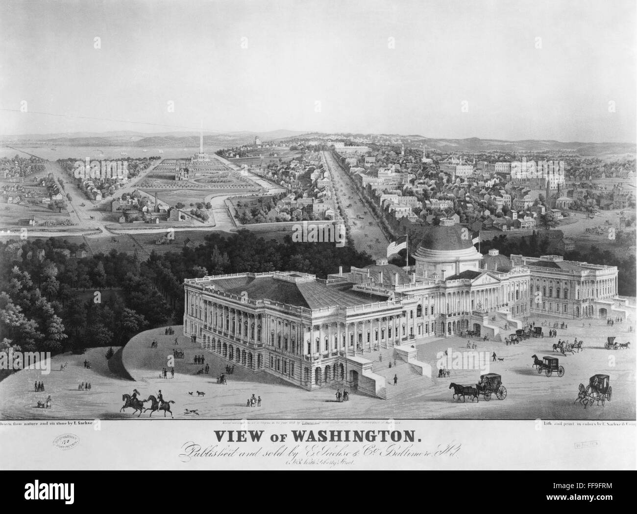 U.S. CAPITOL/nin Washington, D.C. Lithograph, 1852 Stock Photo - Alamy