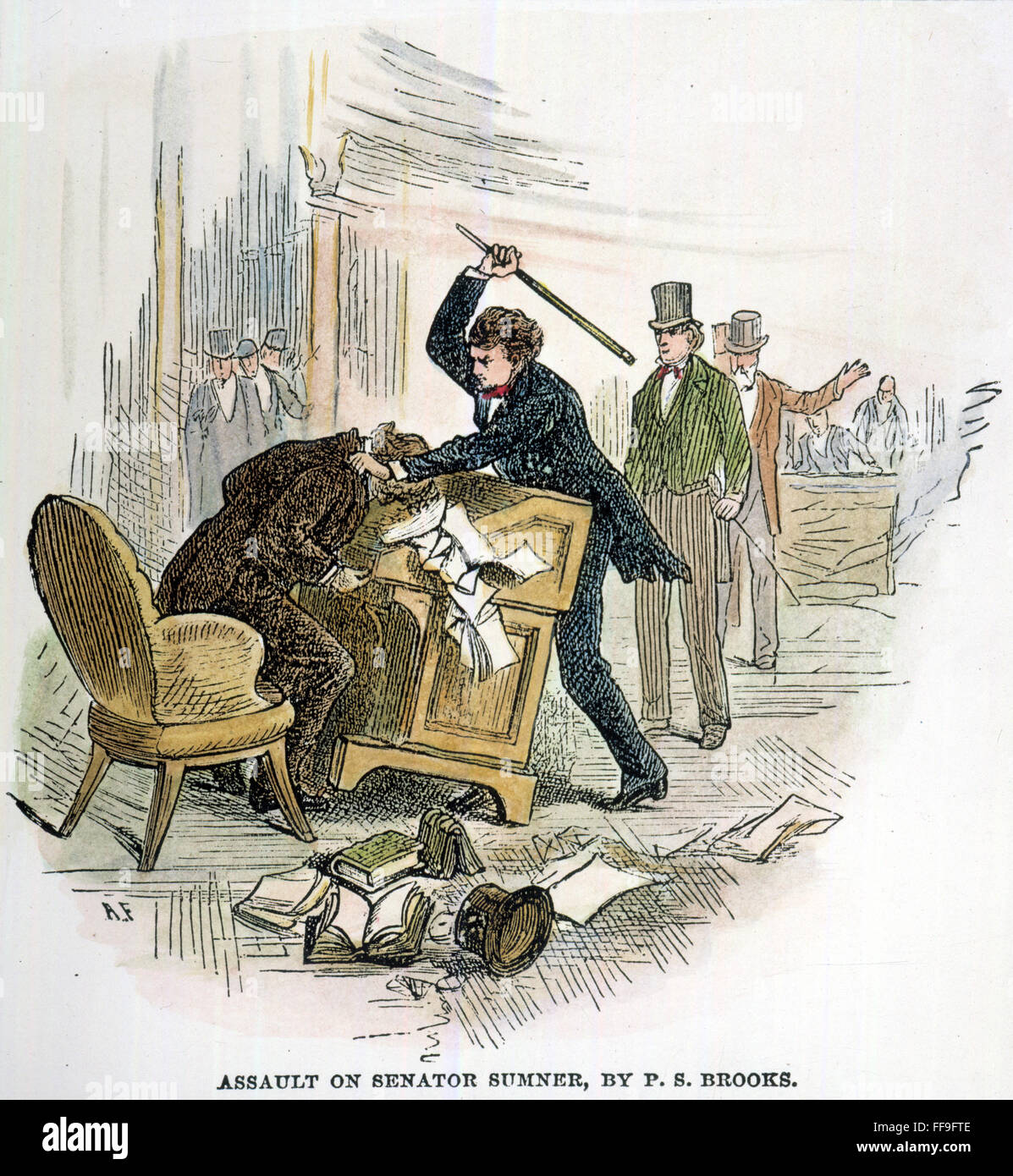 SUMNER AND BROOKS, 1856. /nRepresentative Preston S. Brooks assaulting ...