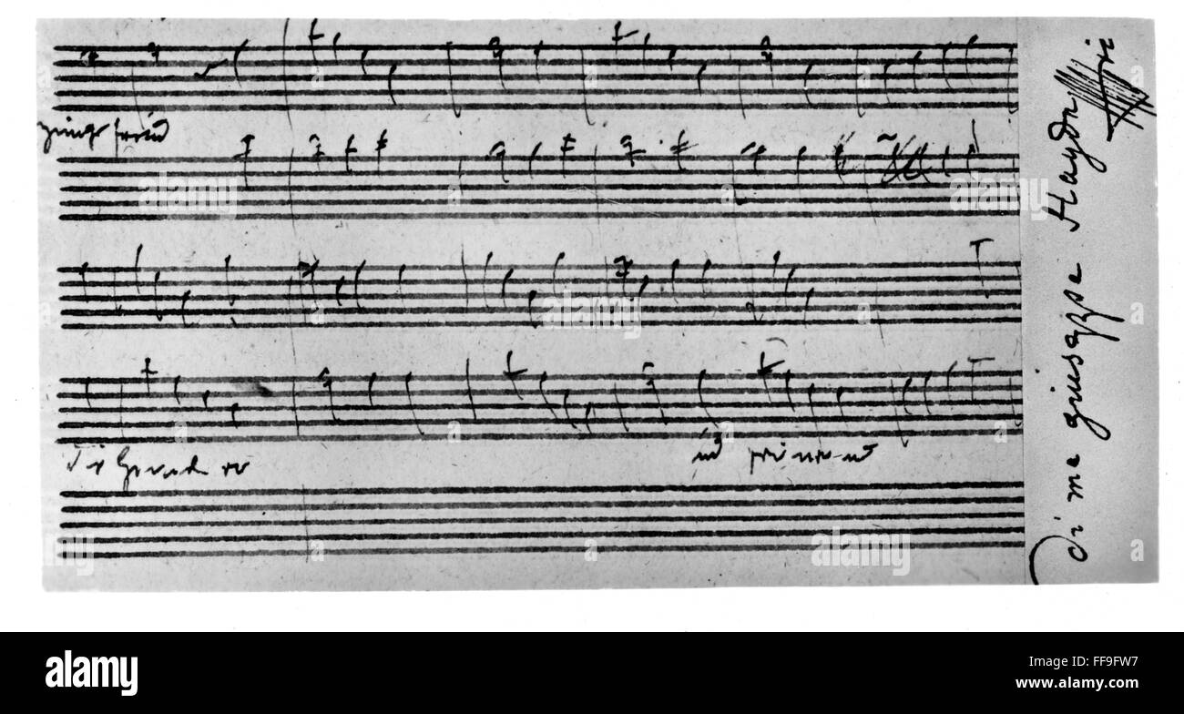HAYDN: SHEET MUSIC./nTelling,' from Franz Joseph Haydn's autographed ms ...