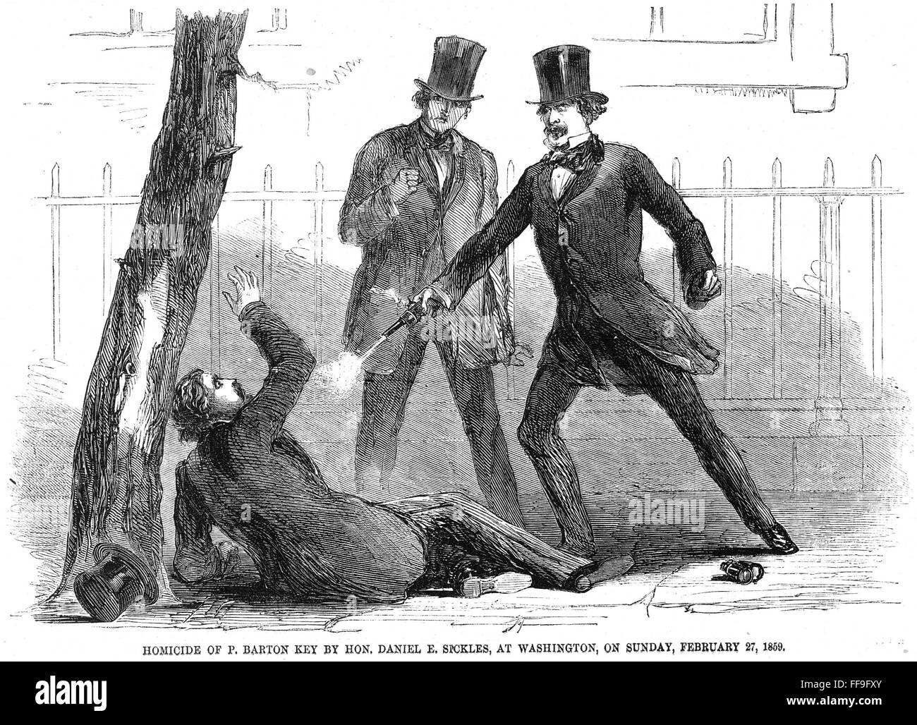 DANIEL EDGAR SICKLES /n(1825-1914). Sickles shoots Philip Barton Key ...