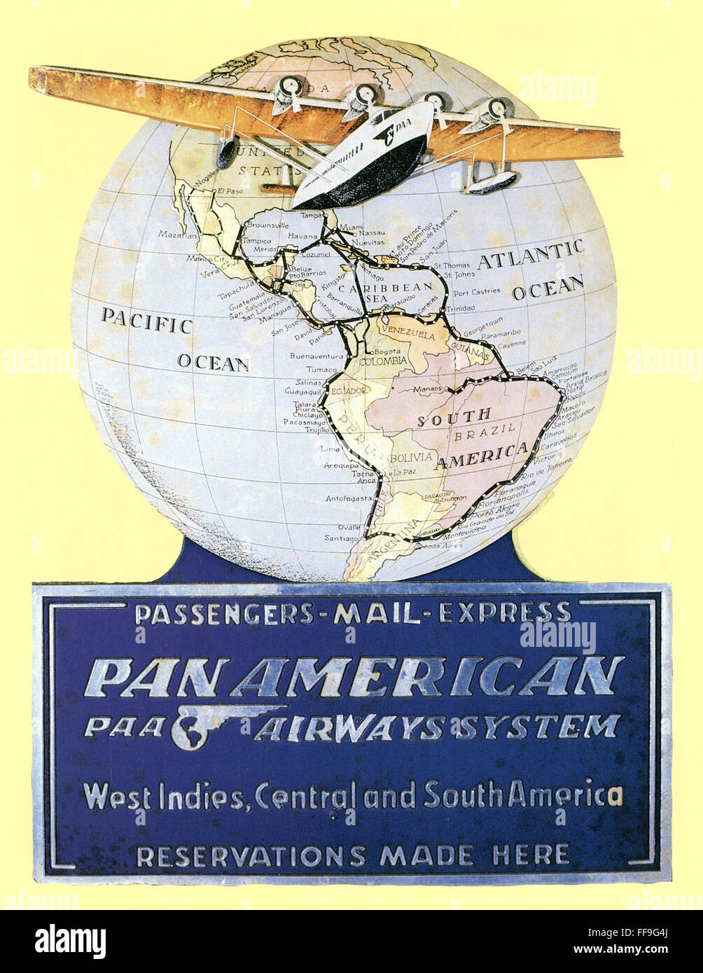 PAN AMERICAN AIRWAYS 1934. /nA Pan American Airways display card from ...