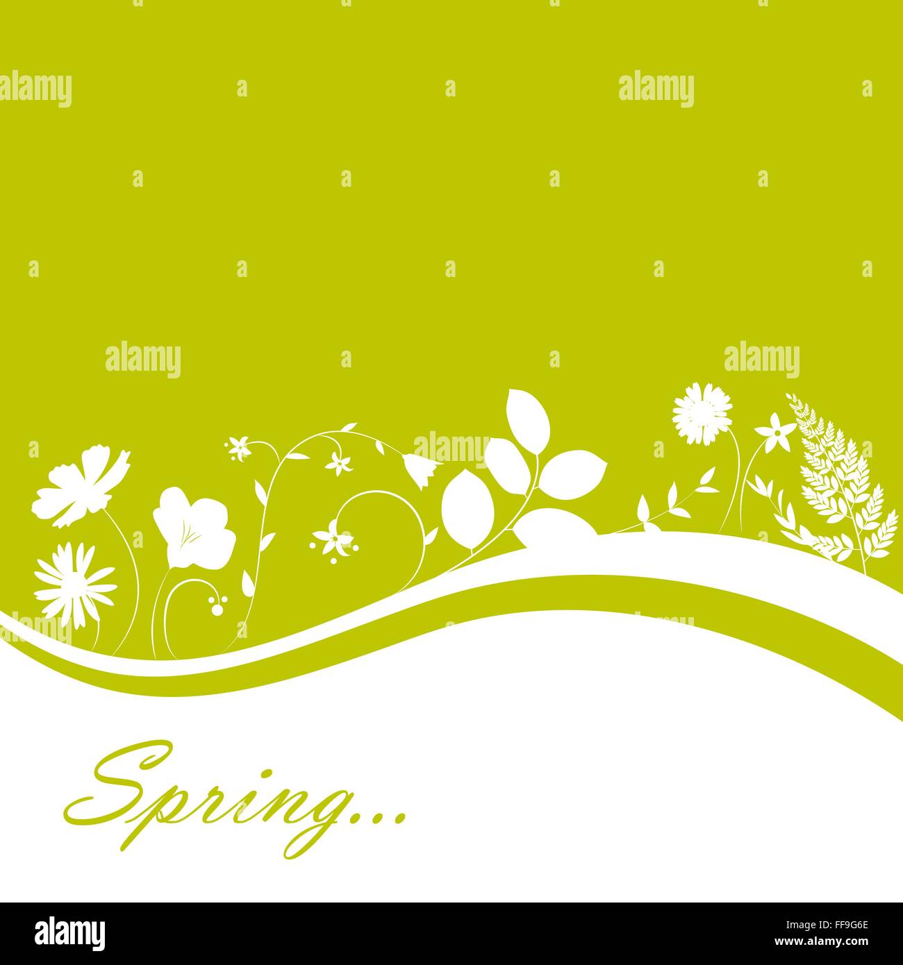 Abstract Natural Spring Background with Flowers and Leaves. Vect Stock ...