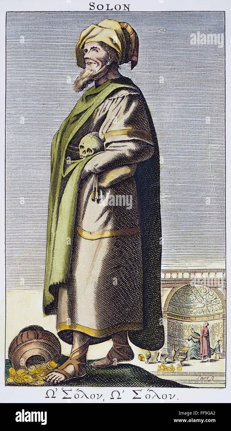 SOLON (638?-559? B.C.). /nAthenian statesman: copper engraving from a ...