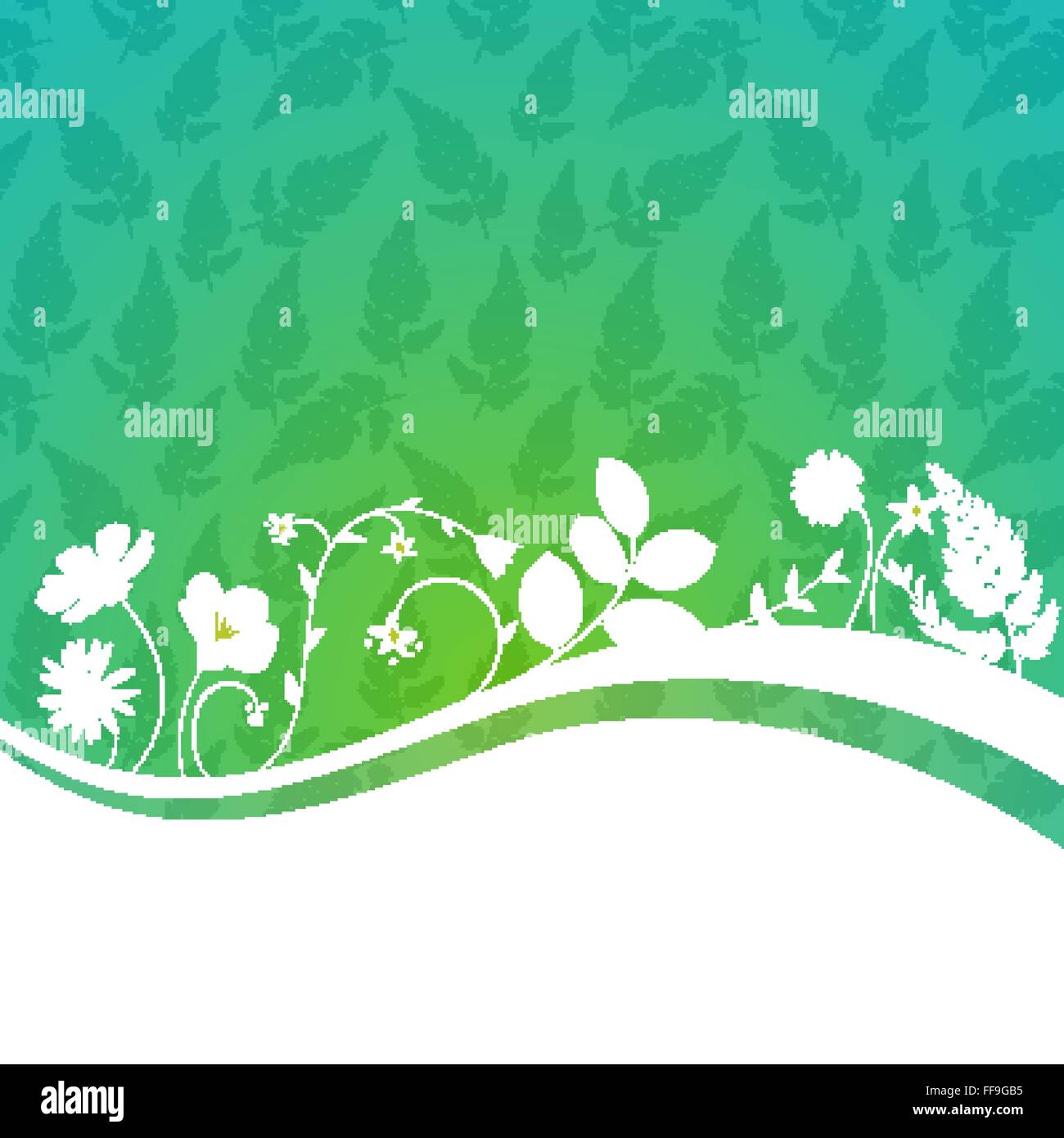 Abstract Natural Spring Background with Flowers and Leaves Stock Vector ...