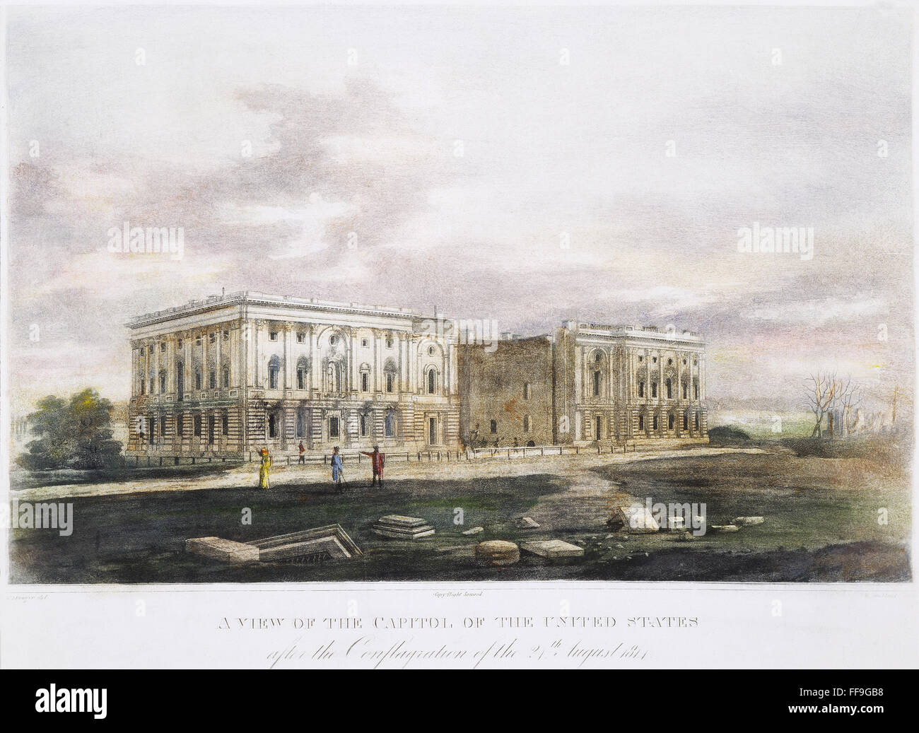 BURNT U.S. CAPITOL, 1814. /nThe U.S. Capitol after the burning of ...