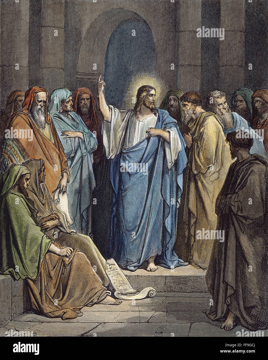DOR╔: CHRIST PREACHING. /nChrist in the synagogue (Matthew 13: 54, 55 ...