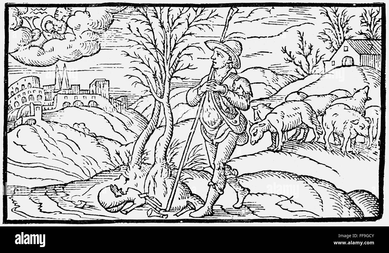 SHEPHERD, 1597. /nMonth of January from 'The Shepherd's Calendar ...