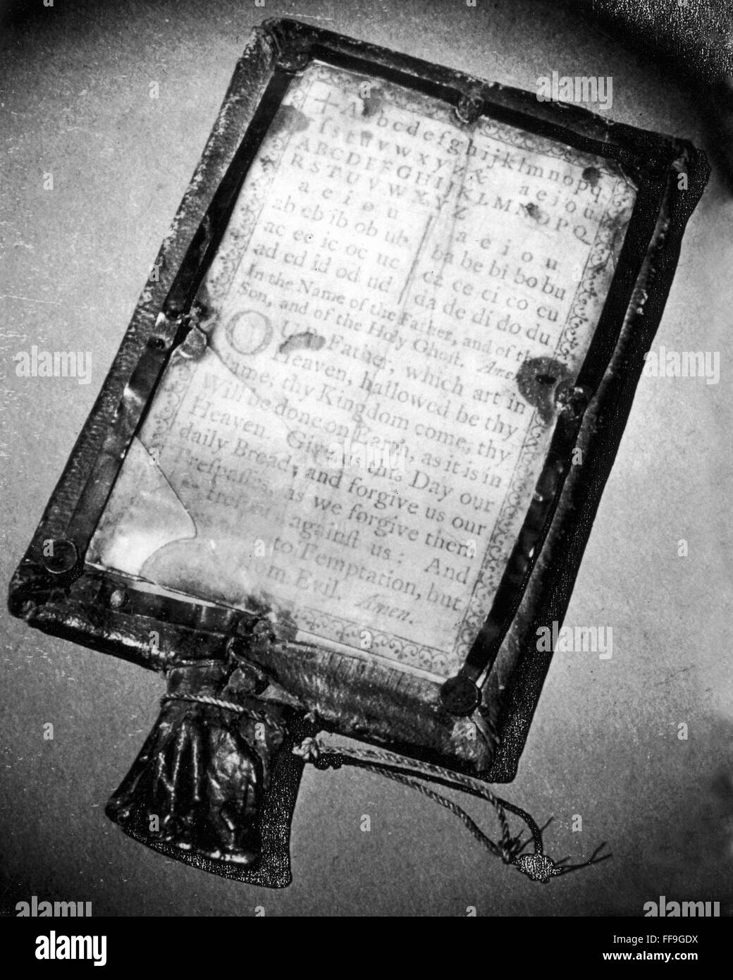 AMERICAN HORNBOOK. /nAmerican colonial hornbook, 18th century Stock ...