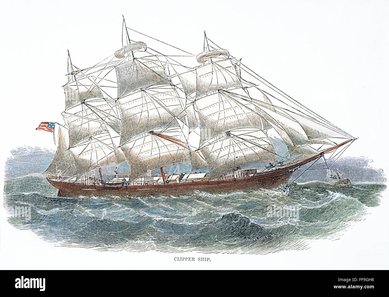 AMERICAN CLIPPER SHIP, c1850. /nWood engraving, c1850 Stock Photo - Alamy