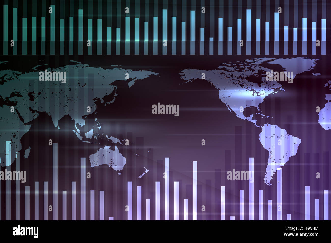 Abstract blue background with map Stock Photo - Alamy