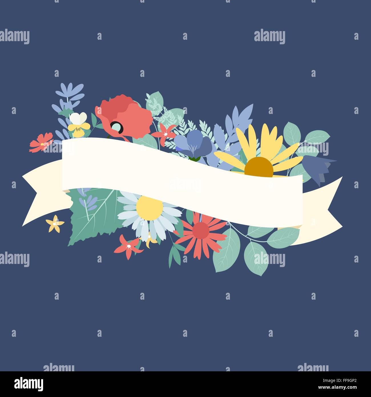 Abstract Natural Spring Background with Flowers and Leaves. Vect Stock ...