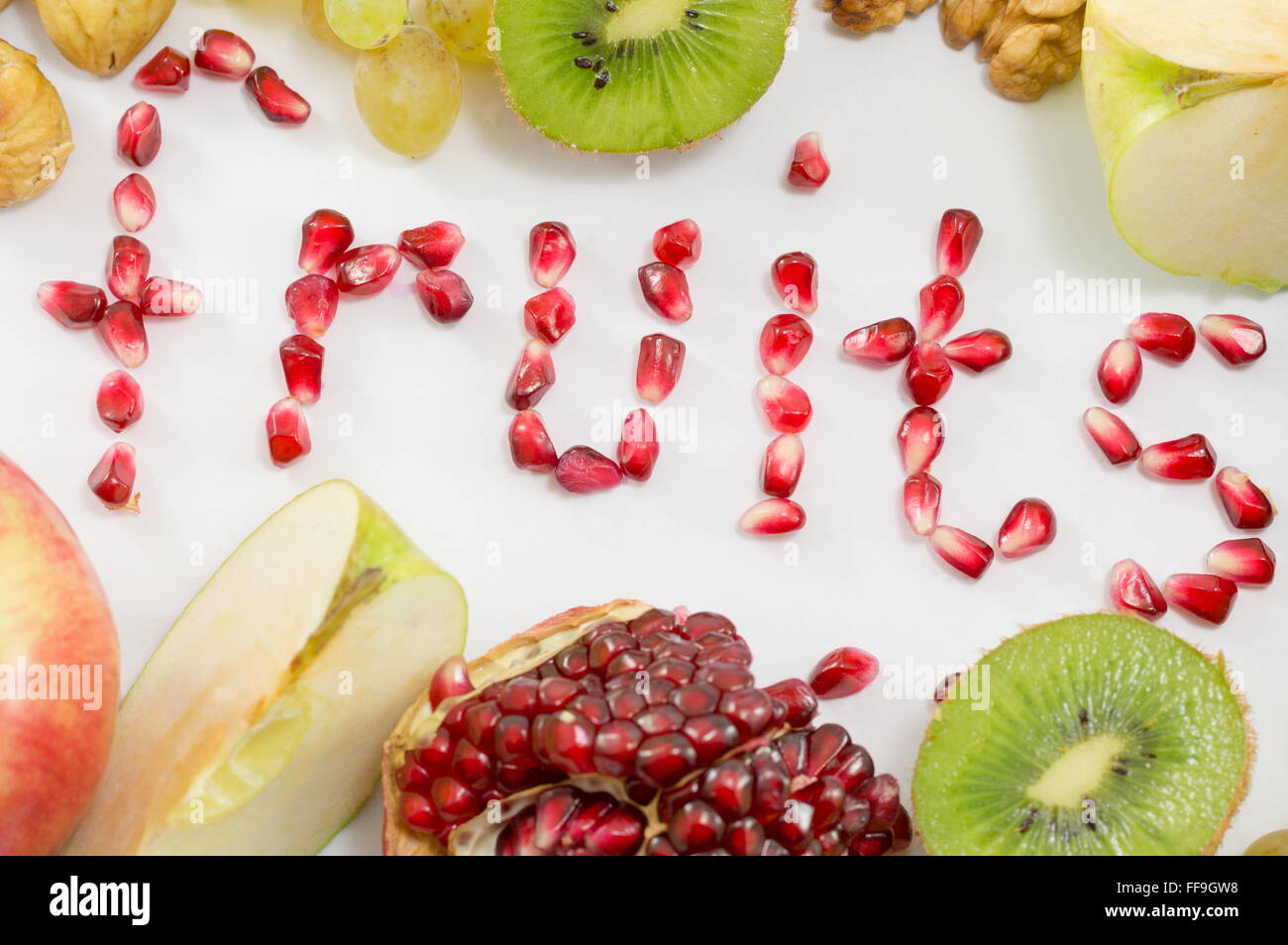 Fruits word design hi-res stock photography and images - Alamy