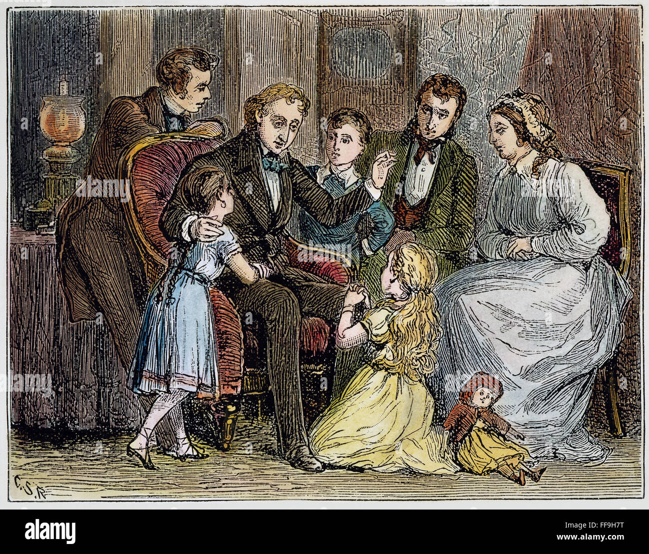 HANS CHRISTIAN ANDERSEN /n(1805-1875). Danish writer. Andersen telling ...