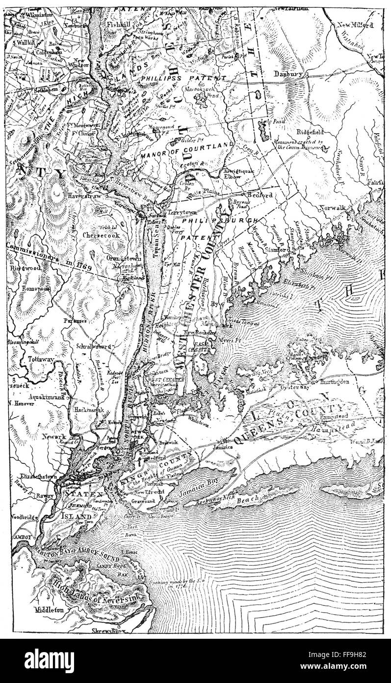 NEW YORK: MAP, c1776. /nA map of Southern New York and the Hudson River ...