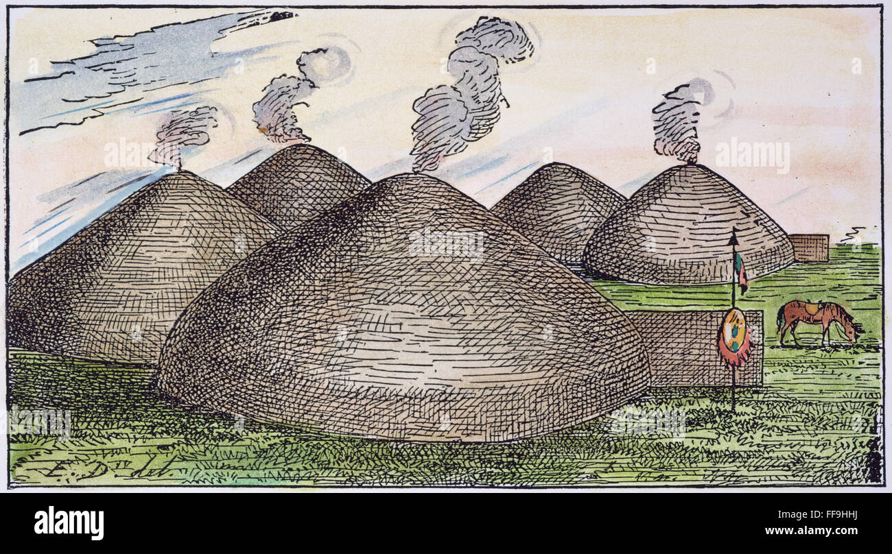 PAWNEE: EARTH LODGES, 1880. /nEarth lodges of the Pawnee Native ...