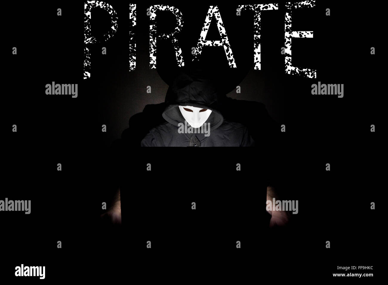 Masked man on computer hi-res stock photography and images - Alamy