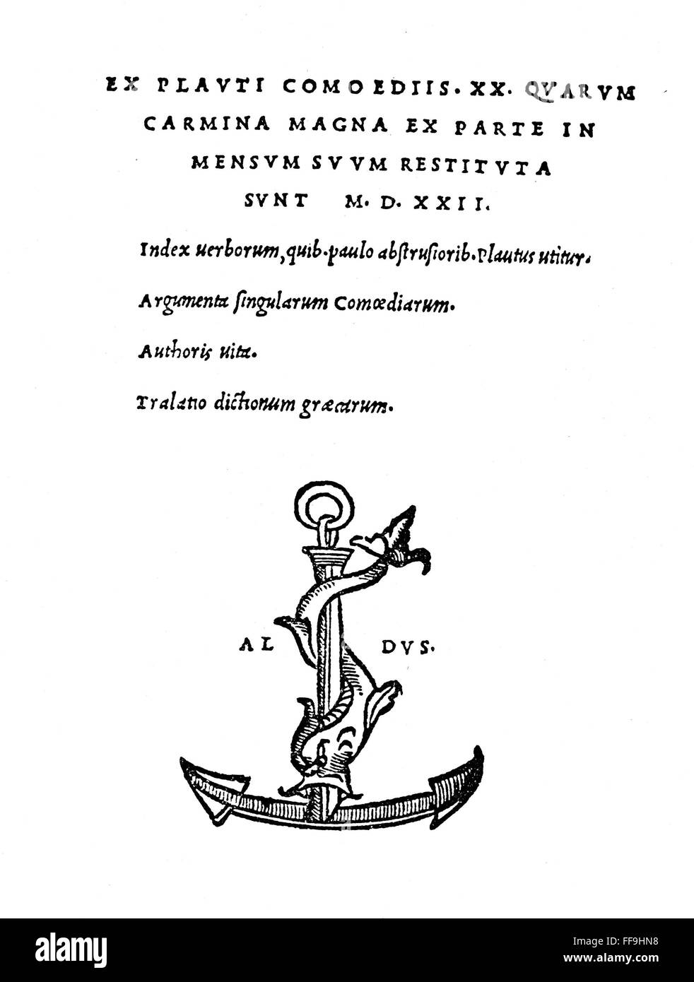 TITUS MACCIUS PLAUTUS /n(c254-184 B.C.). Roman playwright. Title page ...