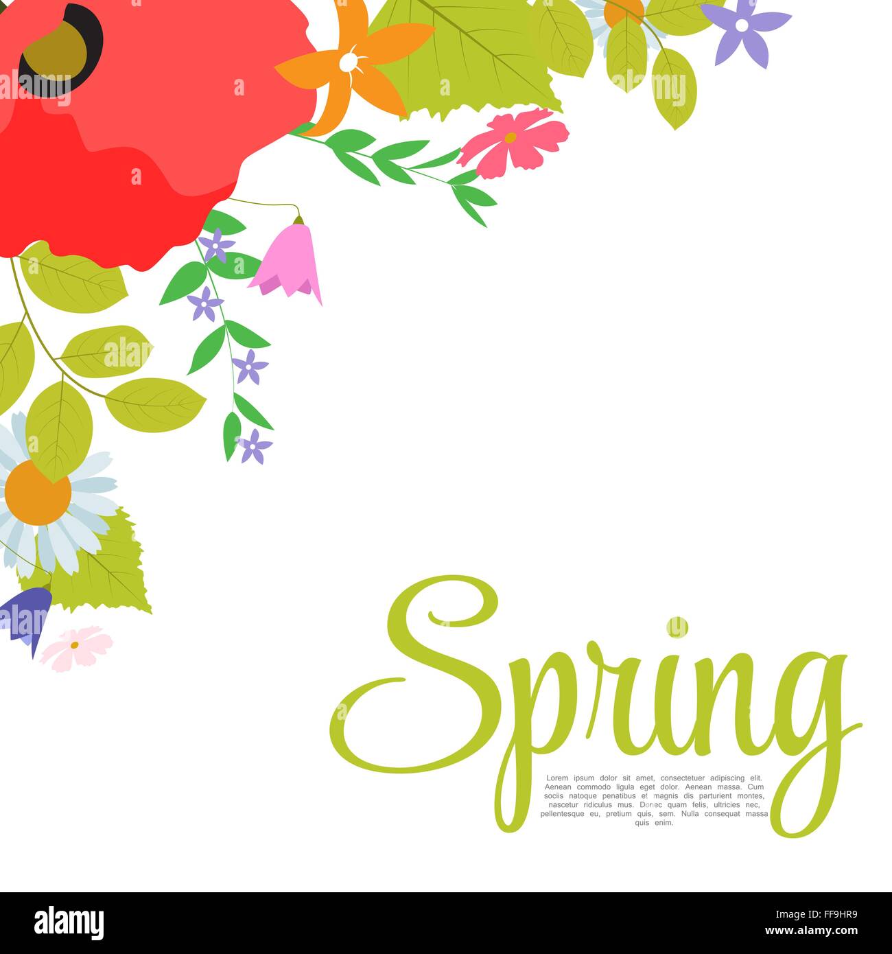 Abstract Natural Spring Background with Flowers and Leaves. Vect Stock ...