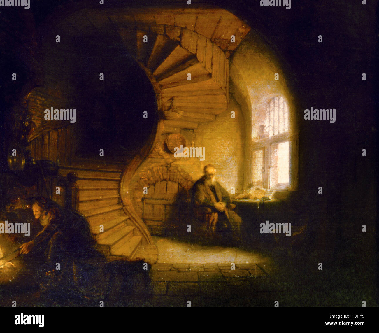 REMBRANDT: PHILOSOPHER. /nPhilosopher Meditating, by Rembrandt van Rijn ...