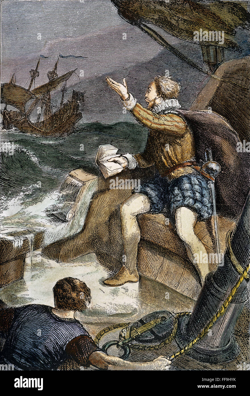 SIR HUMPHREY GILBERT /n(c1539-1583). English navigator and soldier. The drowning of Sir Humphrey ...