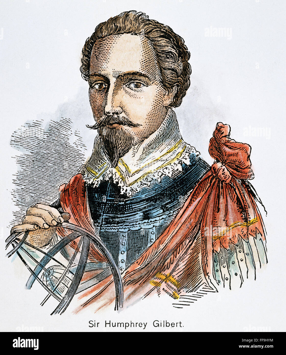 SIR HUMPHREY GILBERT /n(c1539-1583). English navigator and soldier. Wood engraving, 19th century ...