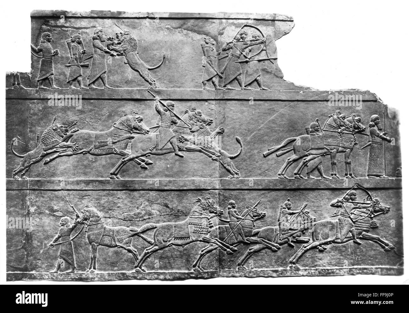 ASSYRIA: HUNTING SCENE. /nSculptures in bas-relief from King ...