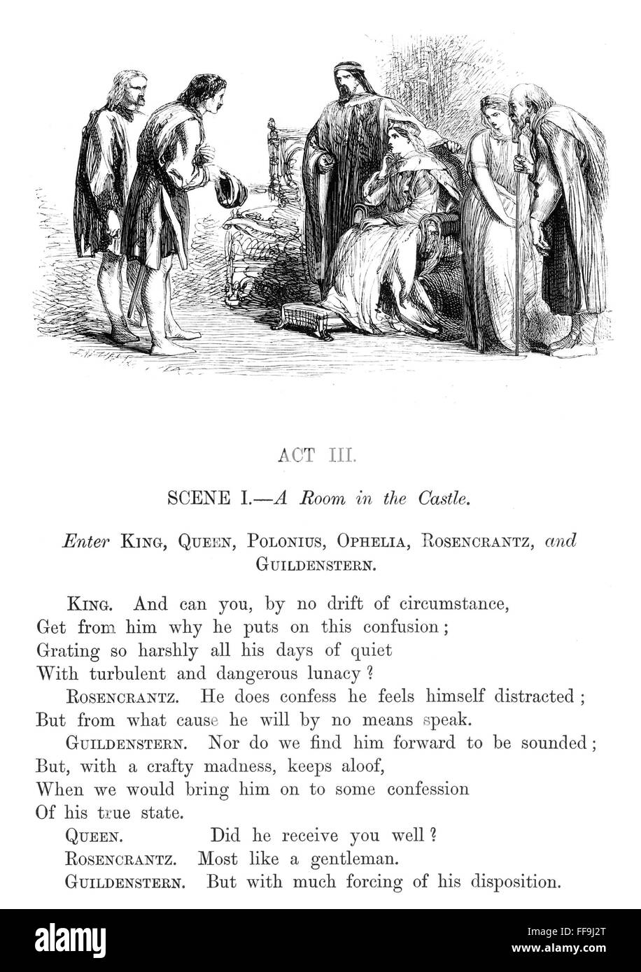 SHAKESPEARE: HAMLET. /nAct III, Scene 1. Wood engraving after Sir John ...