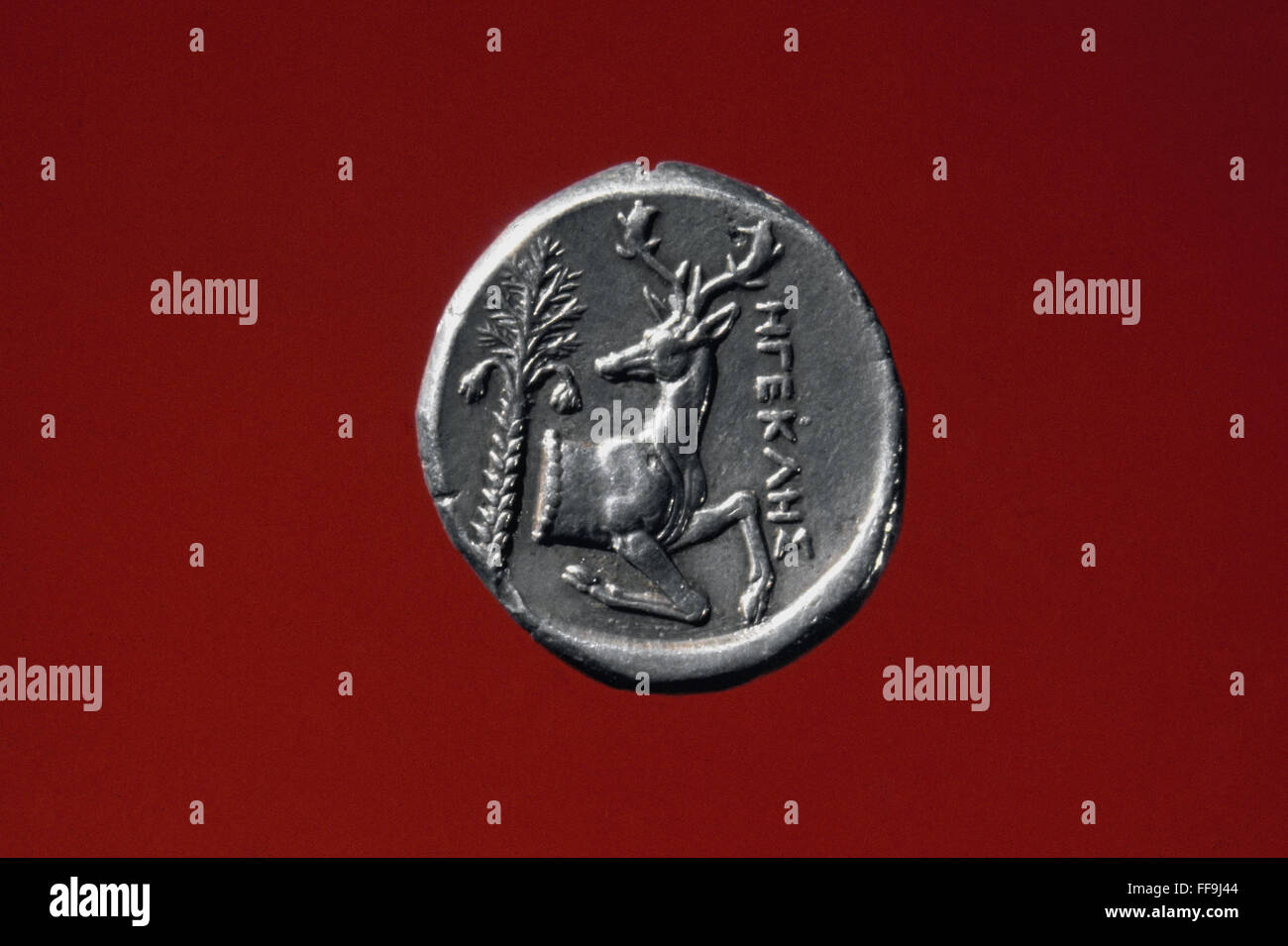 GREEK COIN: DEER, c375 B.C. /nDeer, symbol of Artemis (Diana), and palm ...