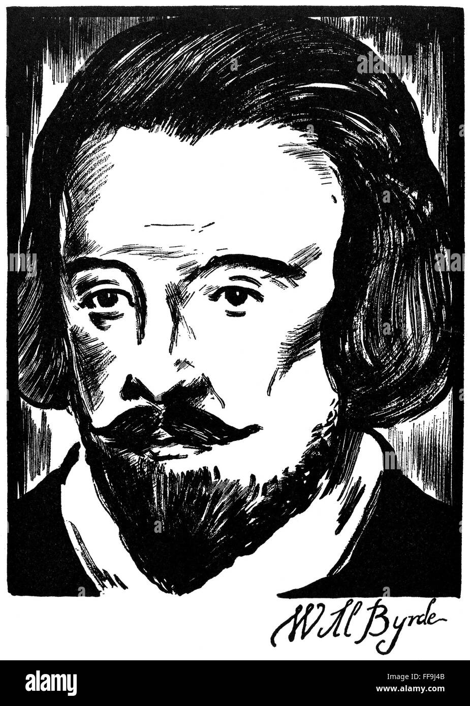 WILLIAM BYRD (c1540-1623). /nEnglish organist and composer. Drawing ...