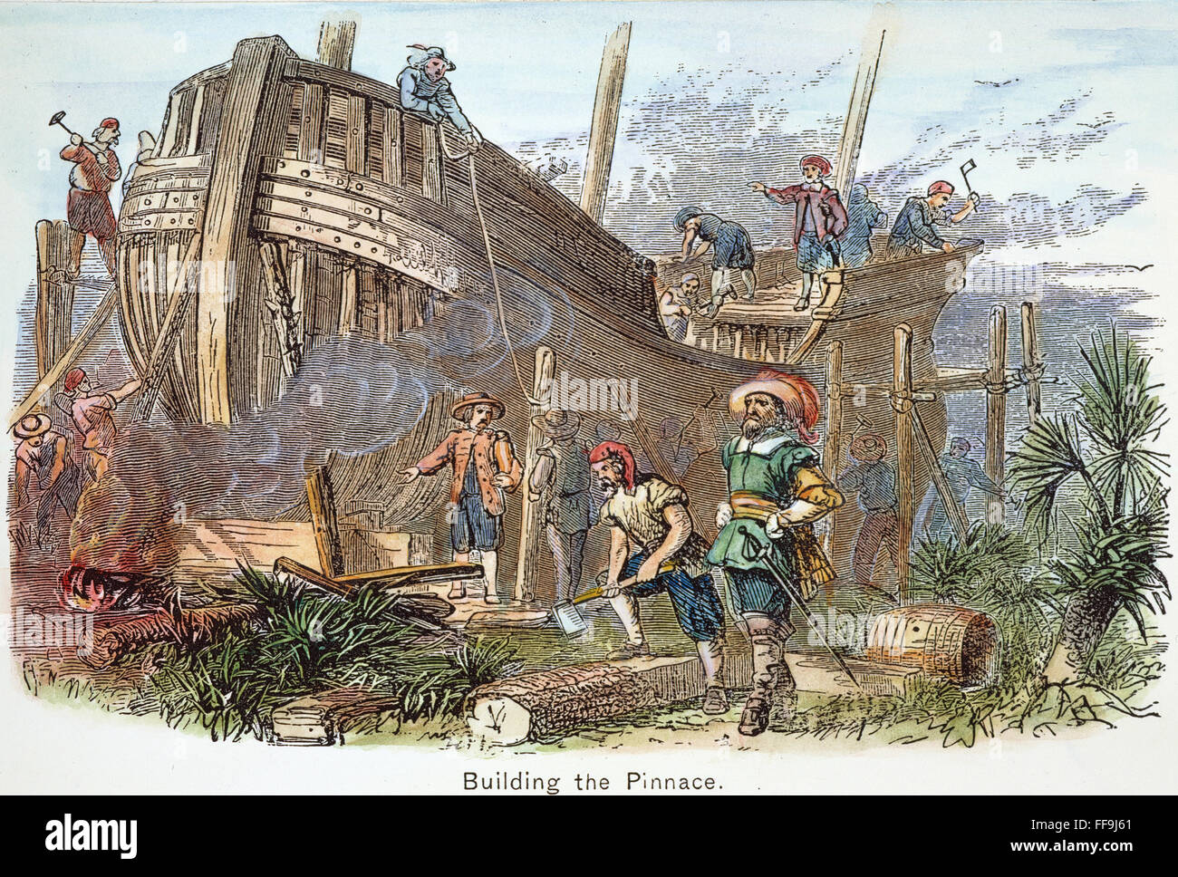 HUGUENOT COLONY, 1562. /nHuguenot colonists at Fort Caroline, Florida ...