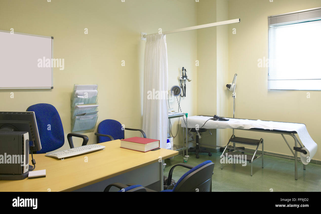 Hospital doctor room with equipment and desk. Horizontal Stock Photo ...