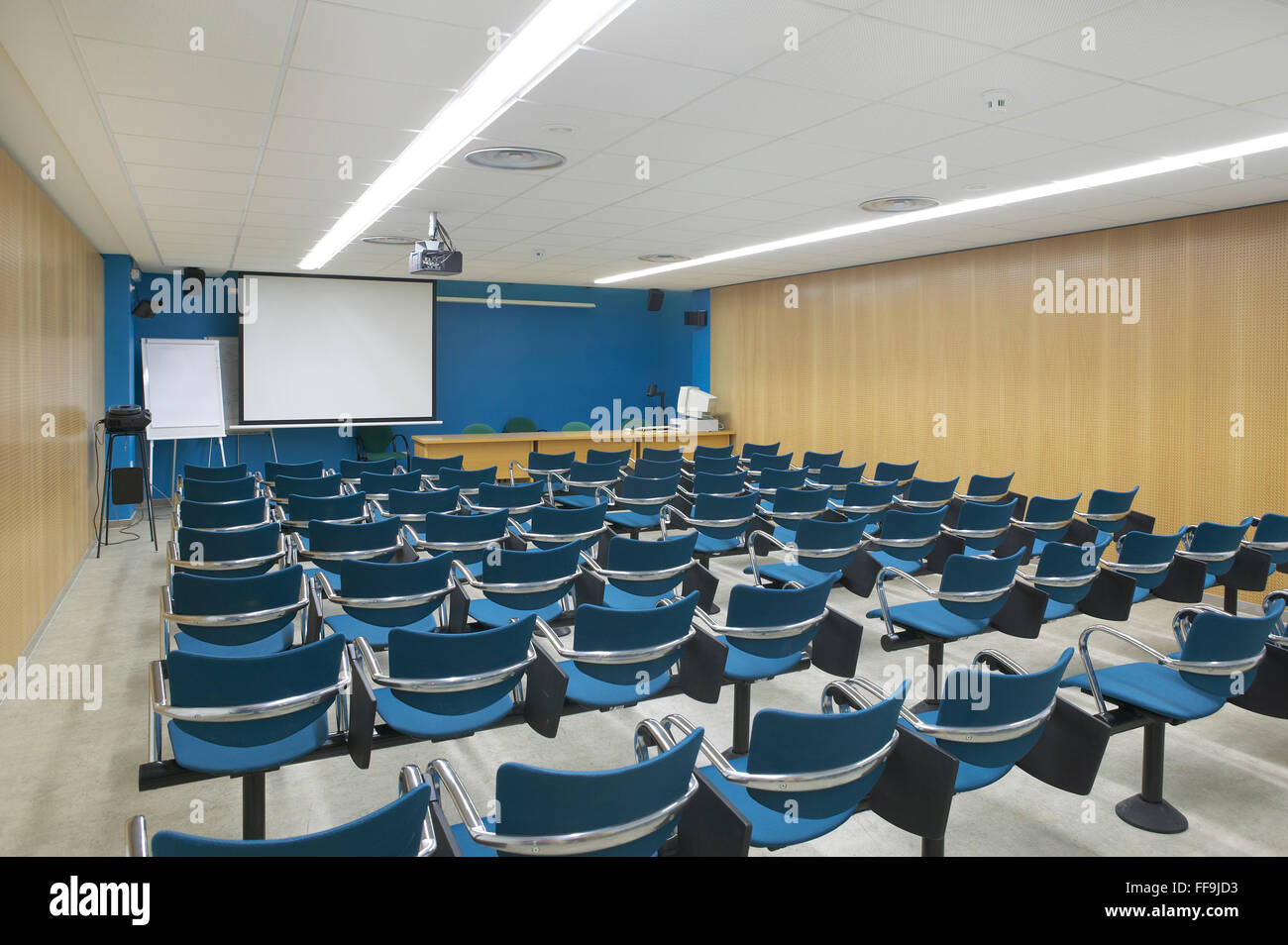 Conference room interior with projector and screen. Horizontal Stock ...