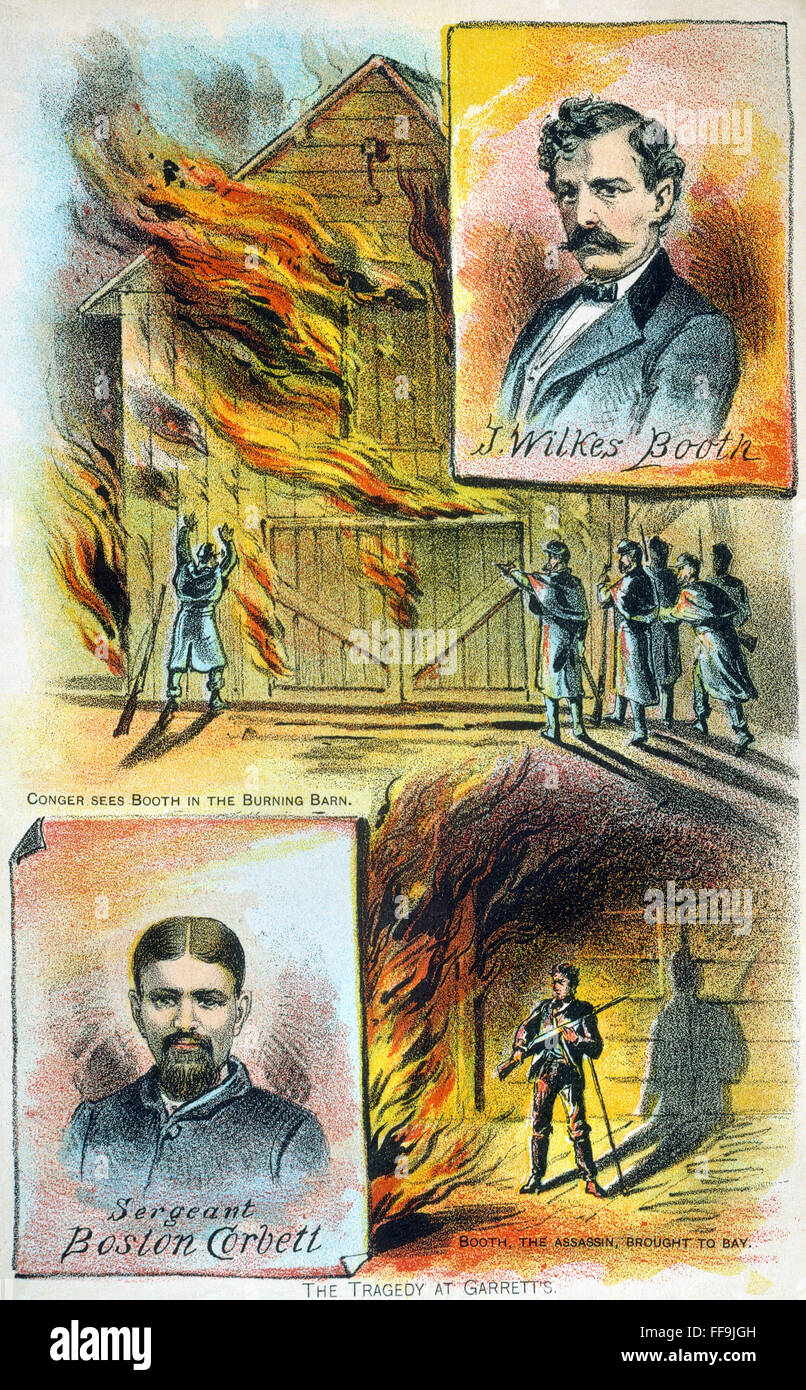 JOHN W.BOOTH (1835-1865). /nThe discovery of John Wilkes Booth in a ...