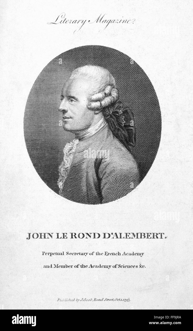 JEAN LE ROND D' ALEMBERT /n(1717-1783). French mathematician, scientist ...